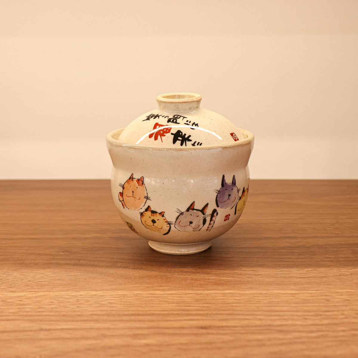 Seto Ware Miki Youseki Design Lucky Cat Lidded Bowl – Namiya Japanese ...